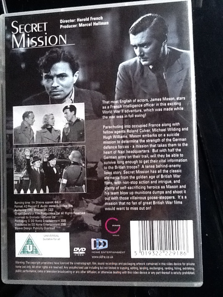 James Mason :: Secret Mission [DVD] [1942] :: UK Dvd in Stock